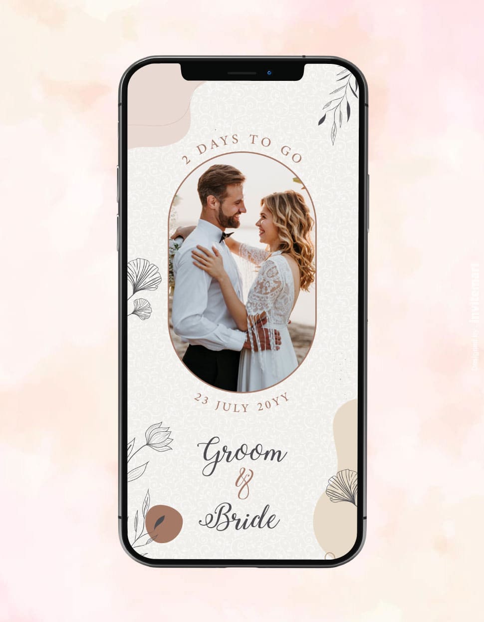 2 Days To Go Wedding Countdown | Minimal Floral Theme E-Invite | IM-22 ...