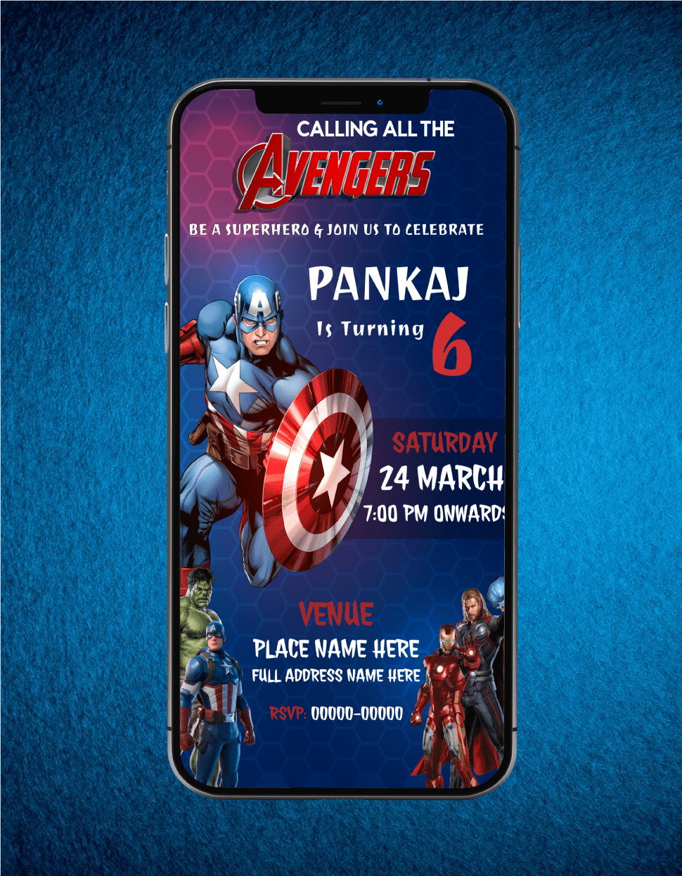 Avengers Birthday Invitation Template | Superhero Theme E-Invite for K ...
