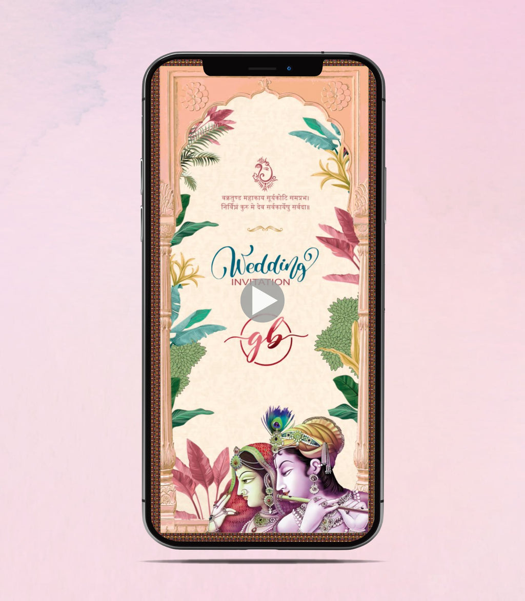 Radha Krishna Theme Wedding Invitation Video | Digital Save the Date I ...