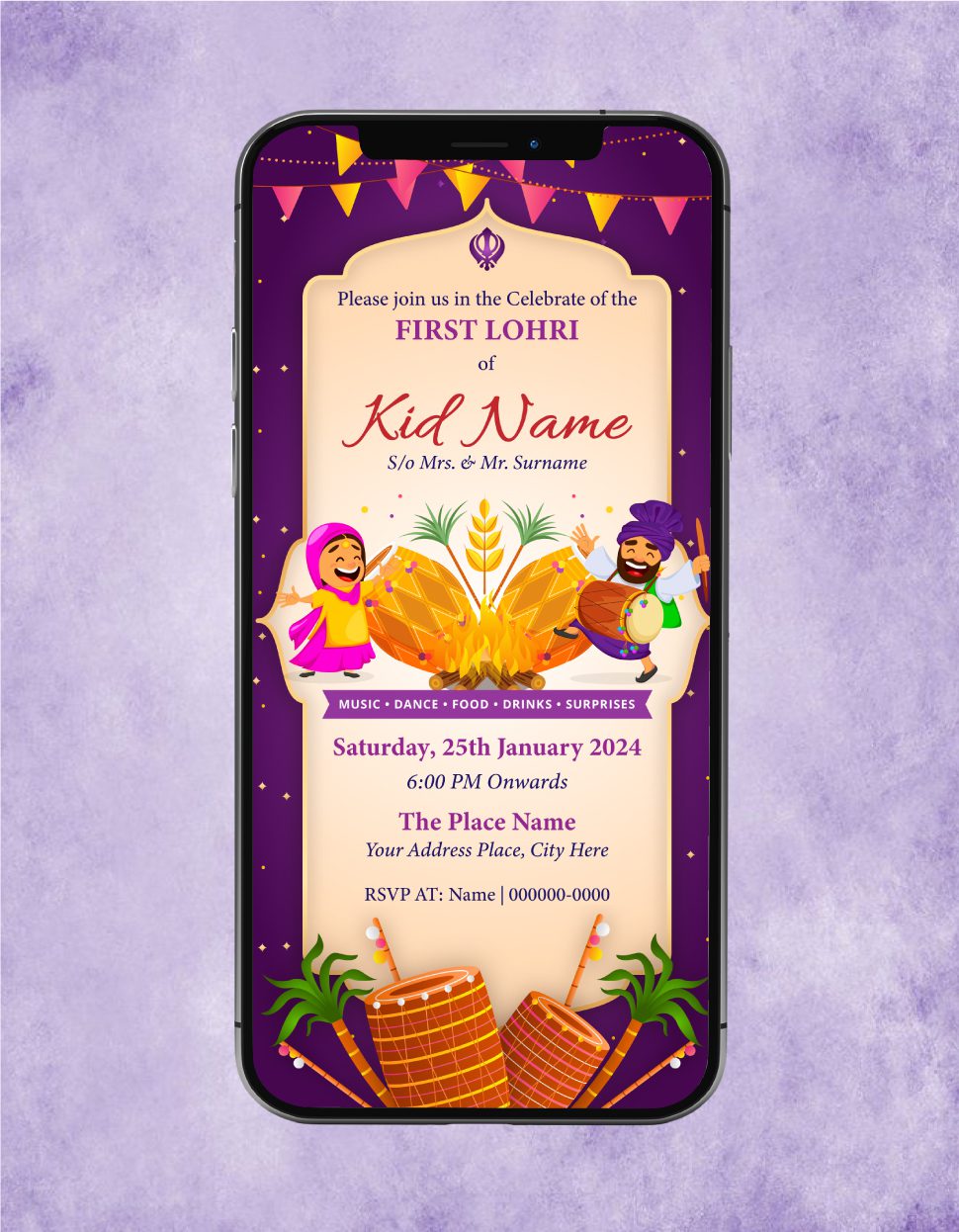 Best First Lohri Invitation Card | Vibrant Punjabi Celebration E-Invit ...