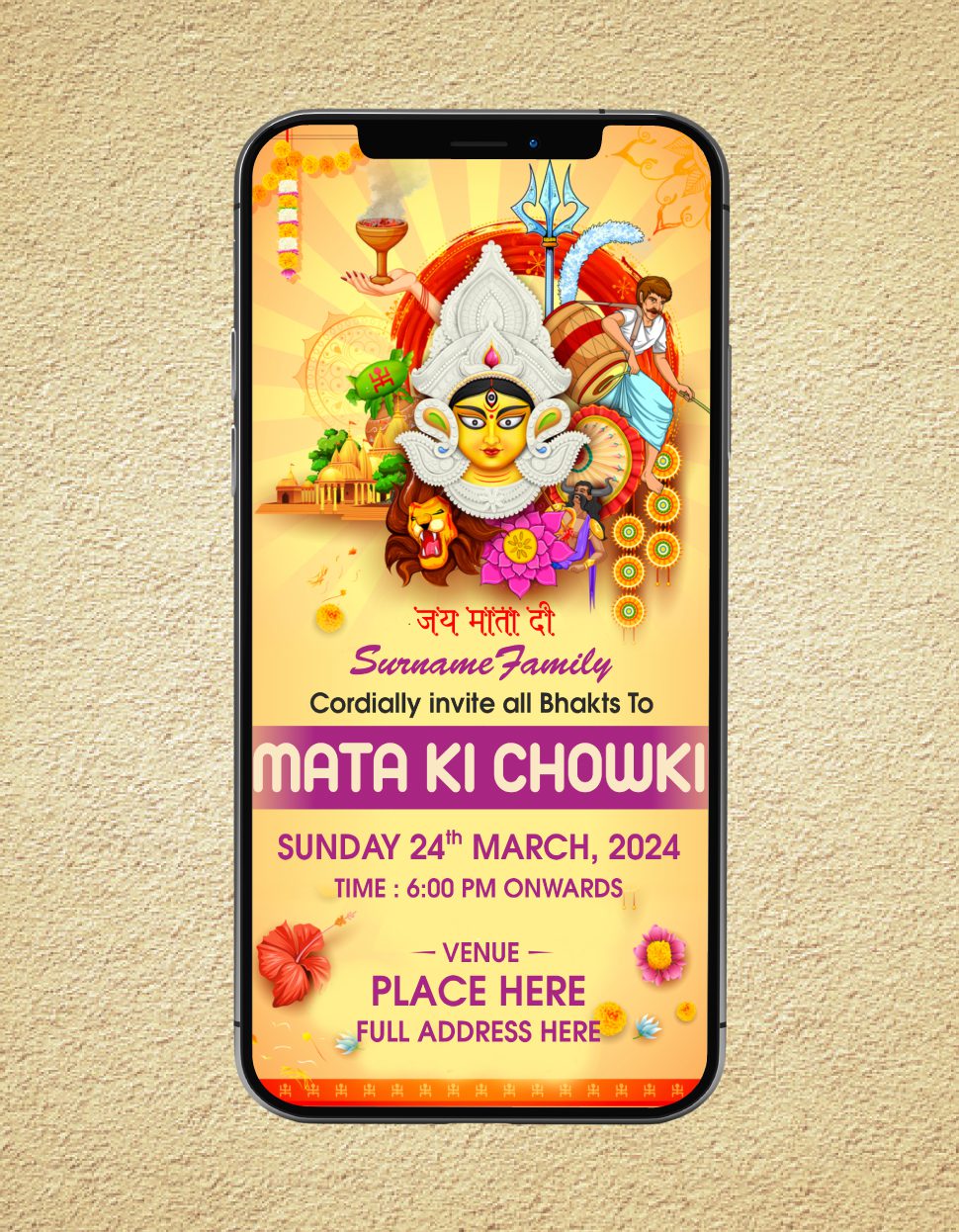 Best Mata Ki Chowki Invitation eCard | Divine Devi Darshan Theme Digit ...