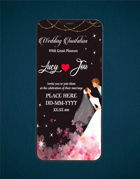 Modern Wedding Invitation eCard | Black Bride & Groom Silhouette Invit ...