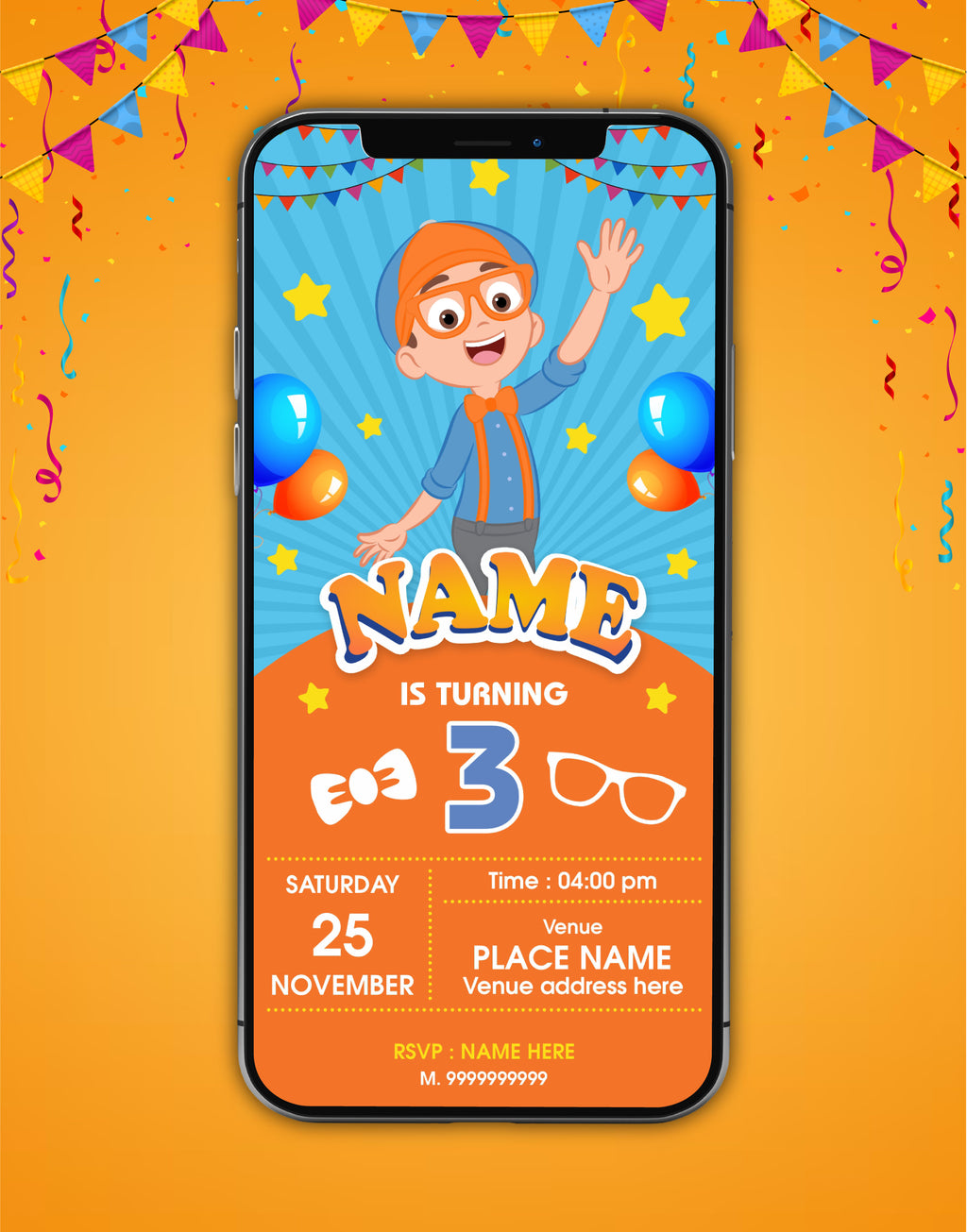 Blippi Theme Birthday Invitation Card | IM-2705 – InviteMart