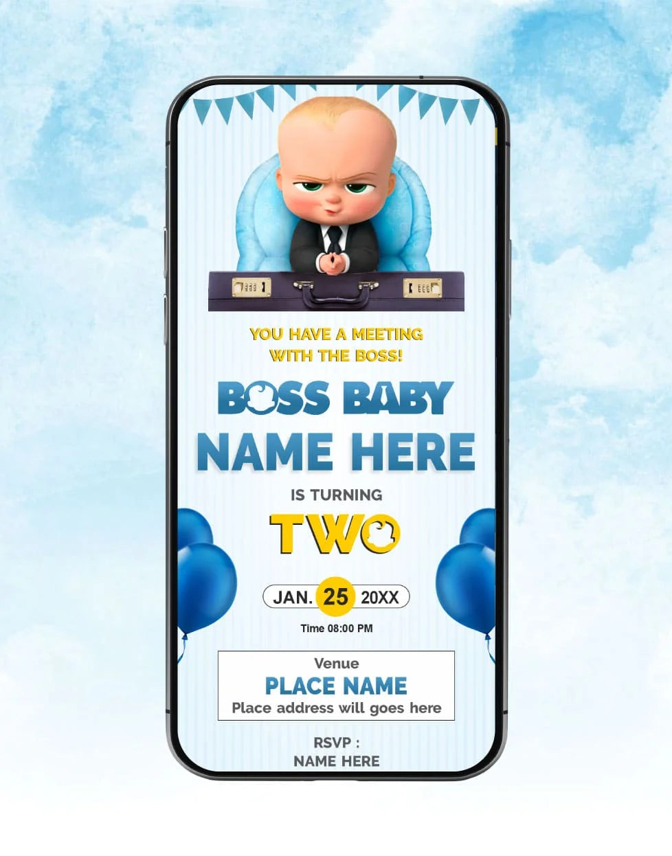Boss Baby Birthday Party Invitation Card | Corporate Style Kids E-Invi ...