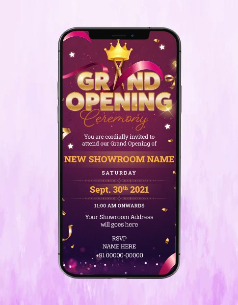 Business Grand Opening Invitation Card | Showroom Launch E-Invite Temp ...
