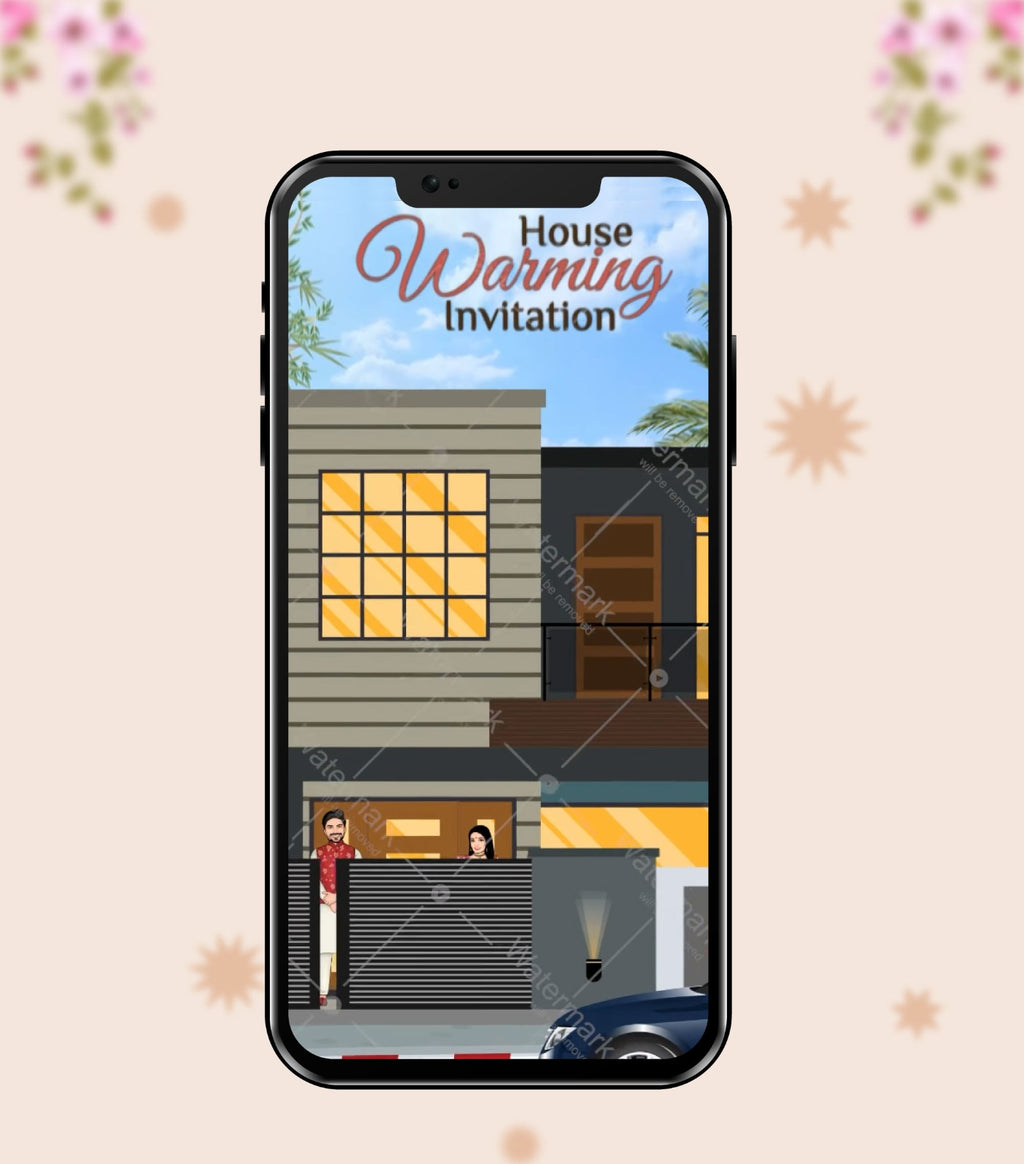 Caricature Housewarming Invitation Video | Indoor Living Room Griha Pr ...