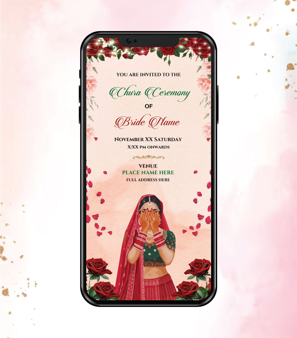 Choora Ceremony Invitation Card | Bridal Blessing Invite | IM-2718 ...