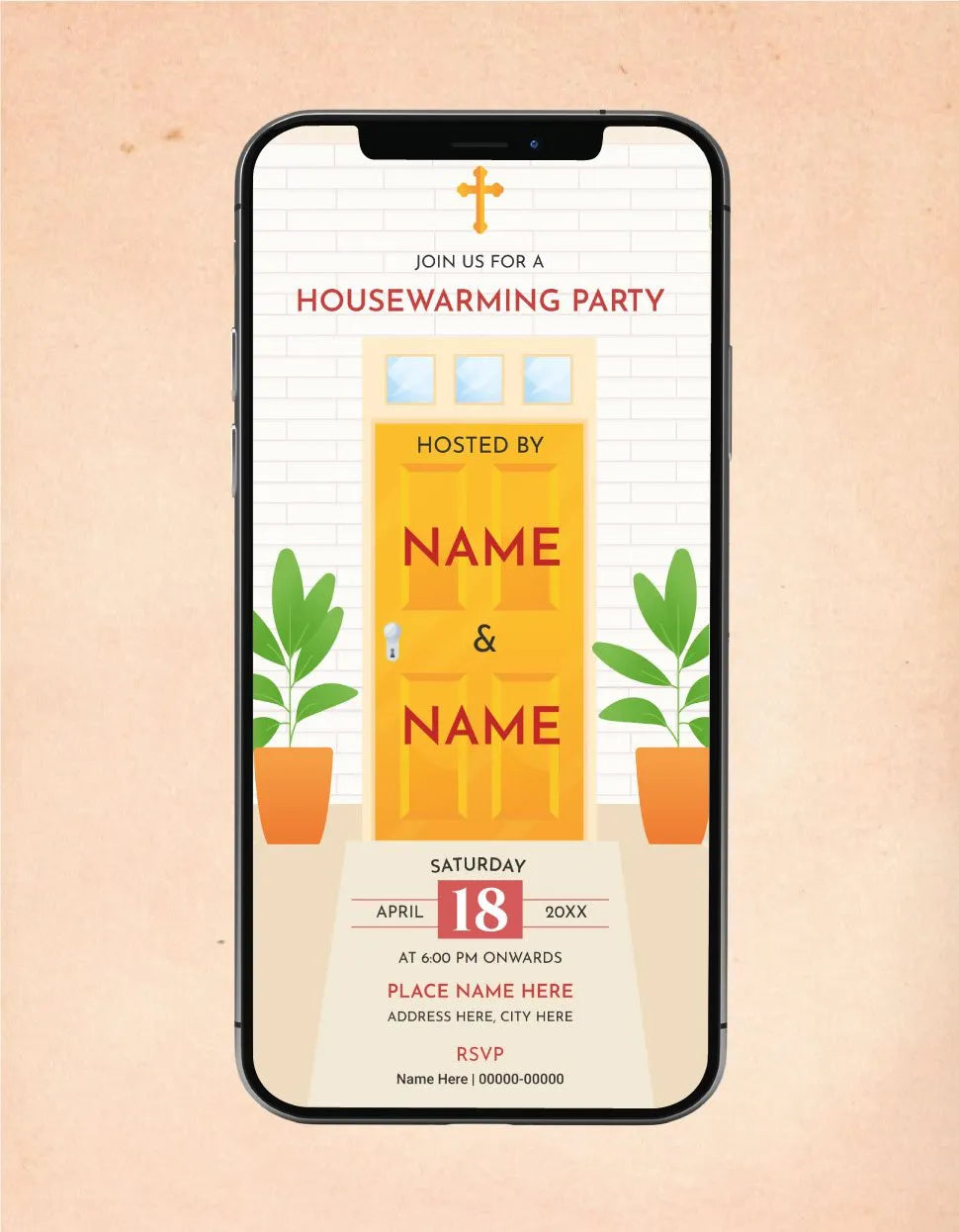 Christian Housewarming Party Invitation GIF Card | Animated Yellow Doo ...