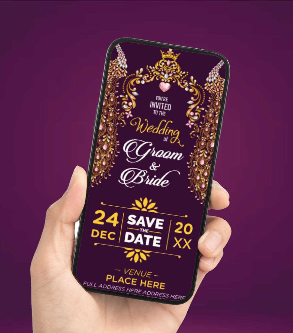 Classic Wedding Invitation eCard | Royal Purple Jewel Digital Invite ...