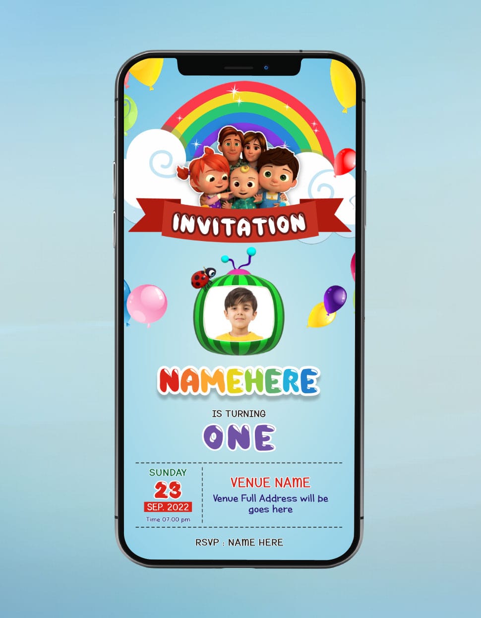 Custom Cocomelon Birthday Invitation | Photo Theme 1st Birthday E-Invi ...
