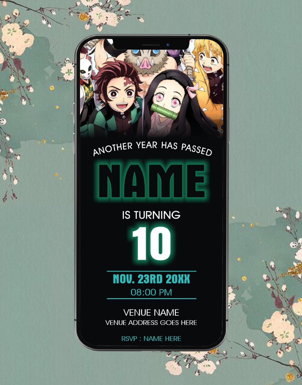 Demon Slayer Birthday Invitation | Anime Kids Party E-Invite | IM-2509 ...