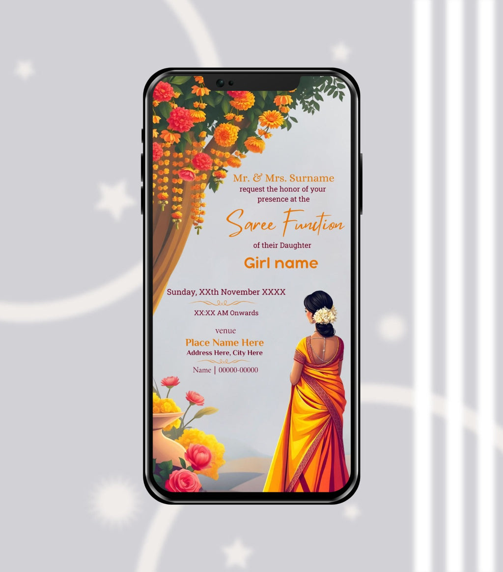 Digital Half Saree Function Invitation | Traditional E-Invite | IM-271 ...