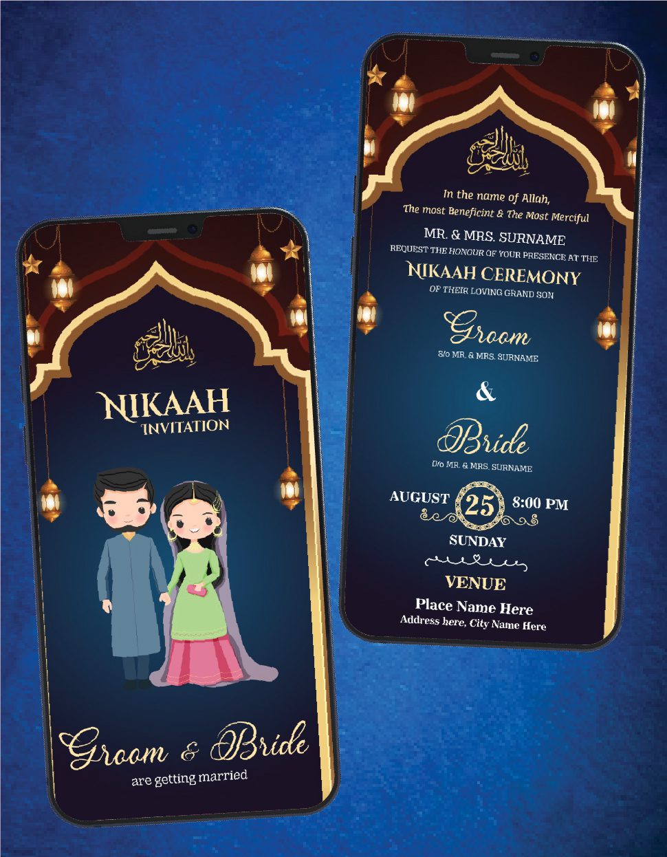 Digital Nikaah Invitation Card | Elegant Islamic Wedding E-Invite with ...