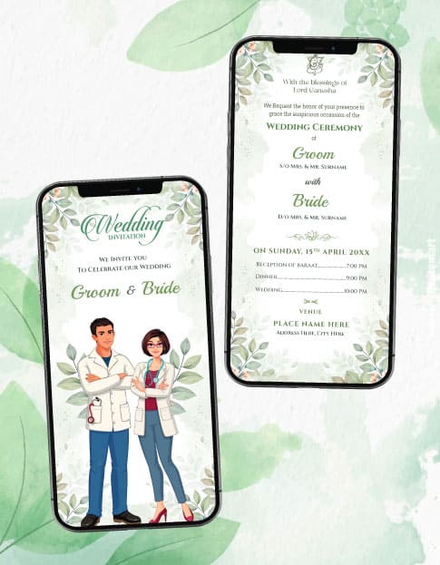Doctor Wedding Invitation Card | Couple Medical Theme Save the Date ...