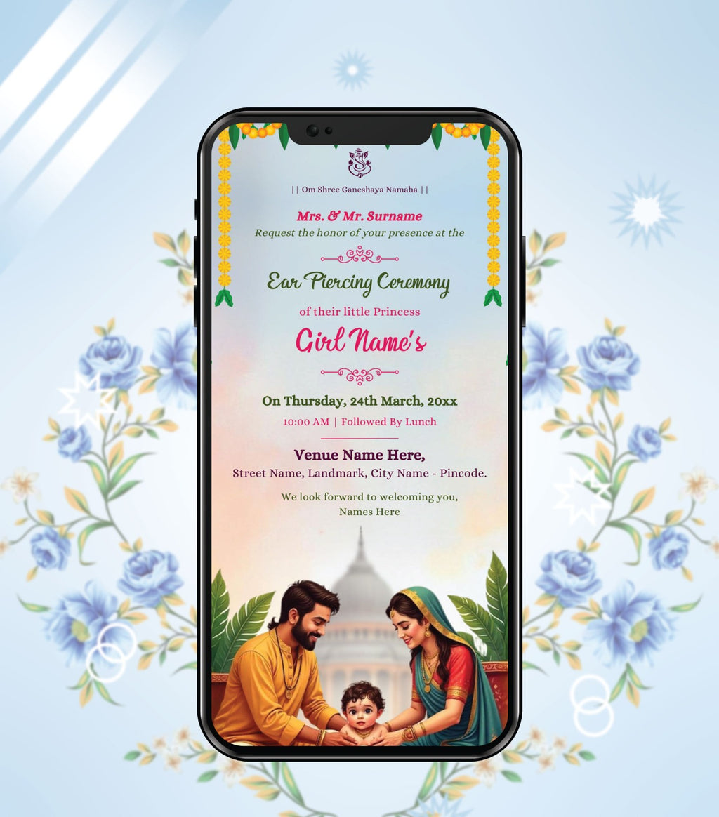 Ear Piercing Invitation | Little Princess Ceremony Card | IM-2726 ...