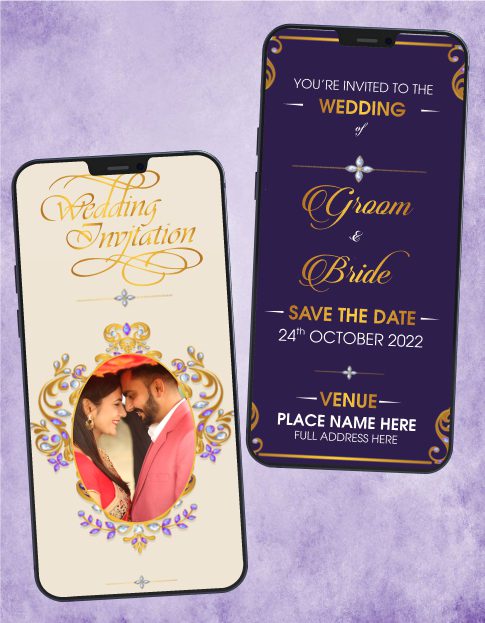 Elegant Wedding Invitation eCards | Dual Panel Photo & Royal Theme E-I ...