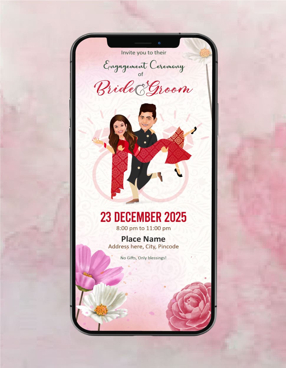 Caricature Engagement Invitation | Playful Couple Cartoon Theme E-Invi ...