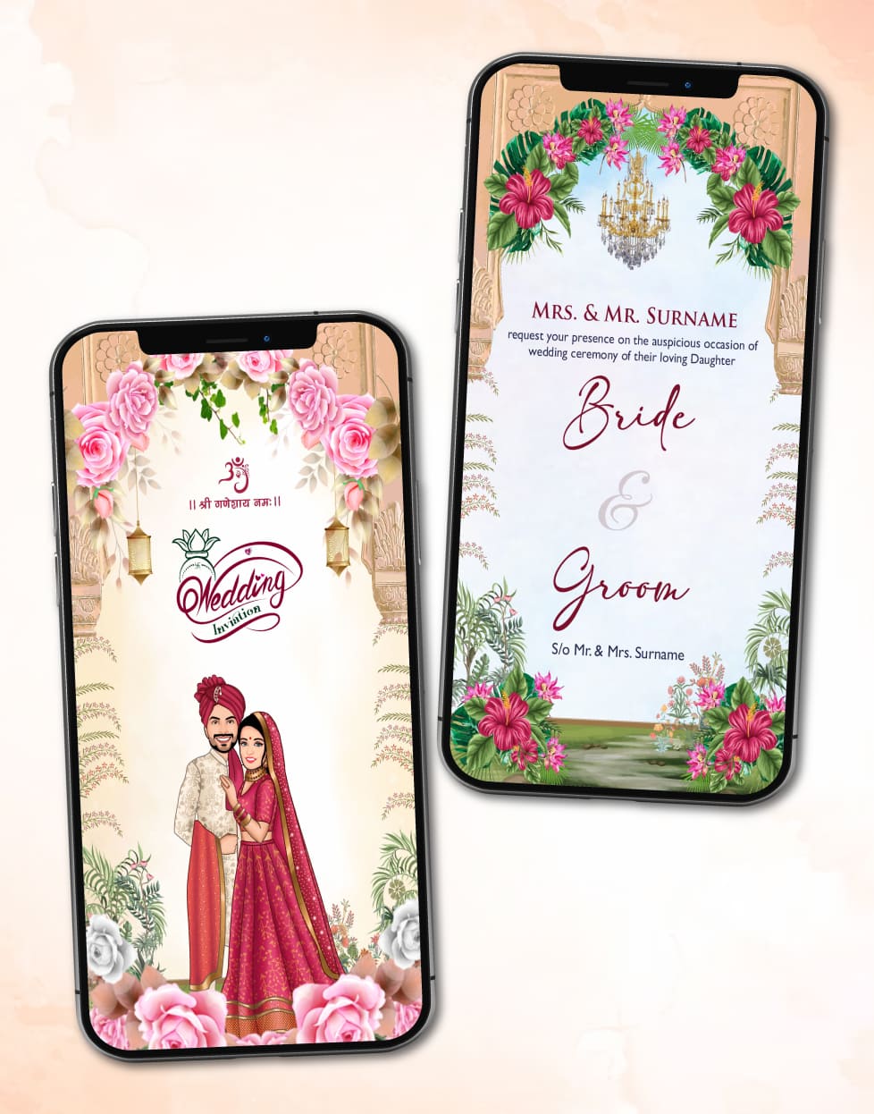 Floral Multiple Function Wedding Invitation PDF | Traditional Indian C ...