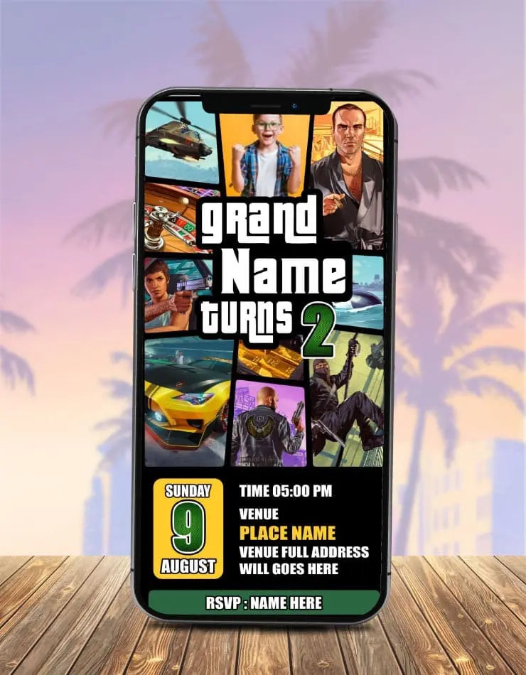 Grand Theft Auto Birthday Invitation | Cool GTA-Themed Gaming Party eC ...