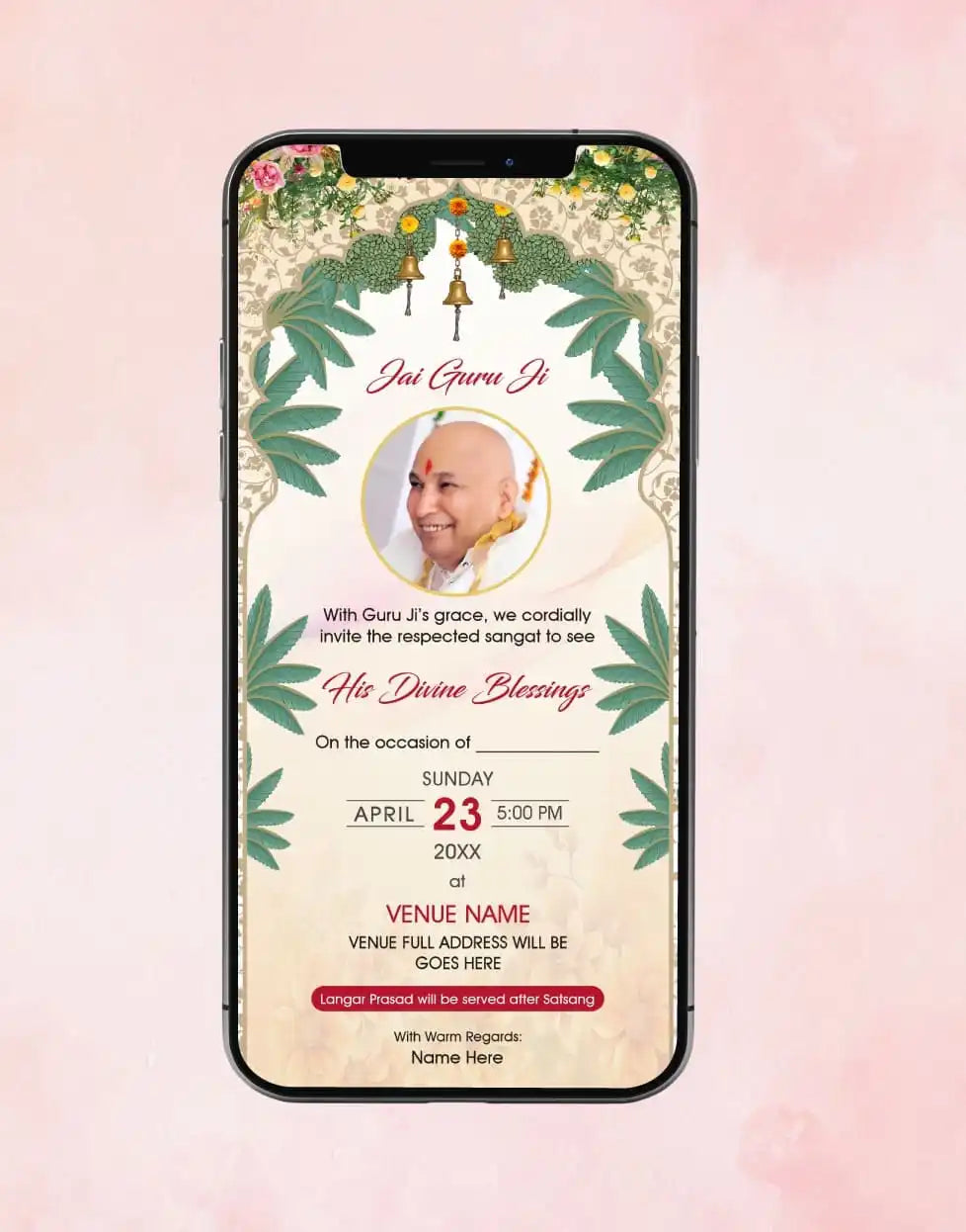 Guru Ji Satsang Invitation Card Online | Divine Blessings E-Invite wit ...