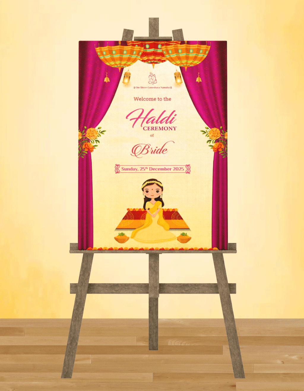 Haldi Sign Board Design | Bride's Traditional Haldi Welcome Board | BD ...