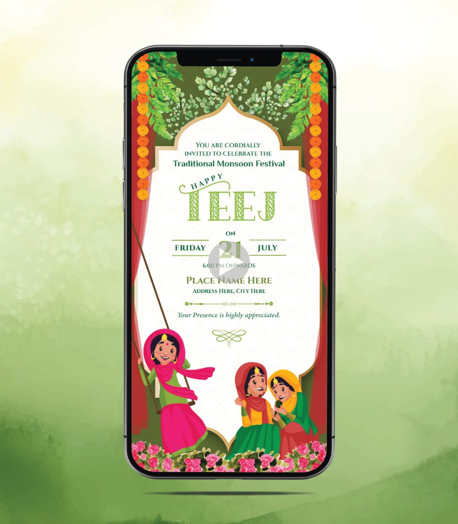 Happy Teej Invitation Video | Traditional Monsoon Festival E-Invite ...