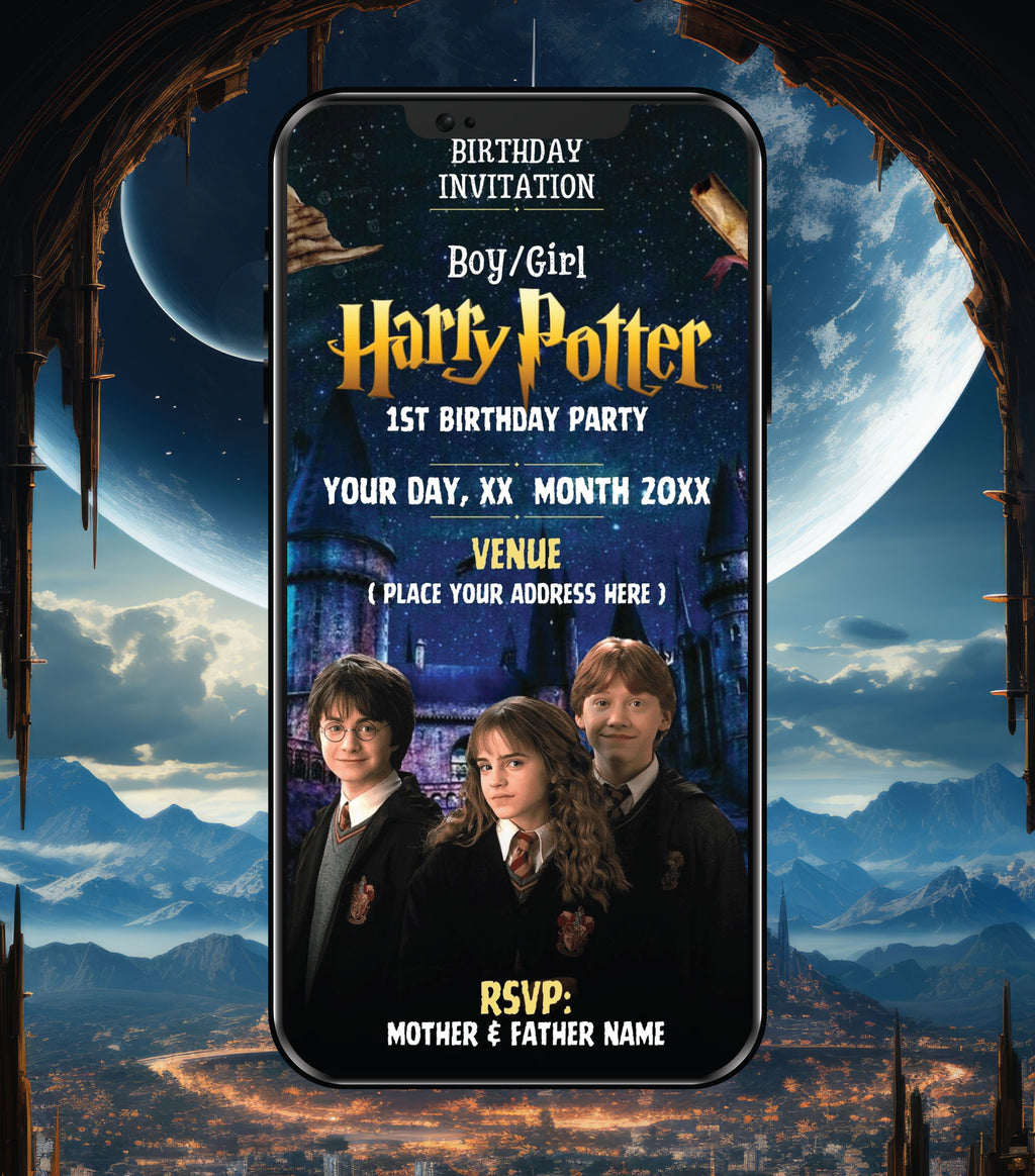 Magical Harry Potter Birthday Invitation | Wizard Theme Digital eCard ...