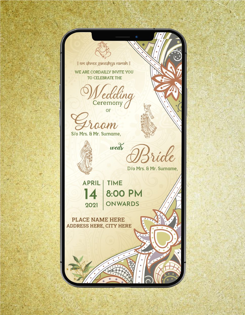 Hindu Wedding Invitation Template | Elegant Floral Design with Traditi ...