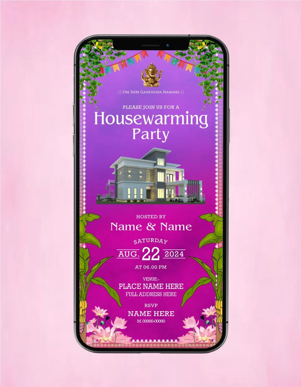 Housewarming Party Invitation Card | Modern Home Design on Royal Purpl ...