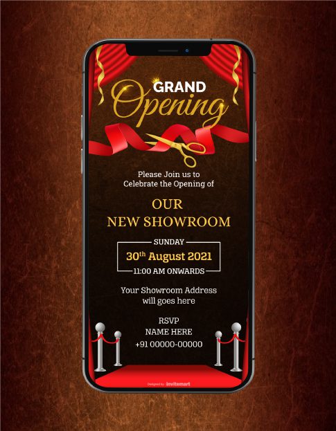 Invitation Card for Shop Opening | Grand Ribbon-Cut Ceremony Theme E-I ...