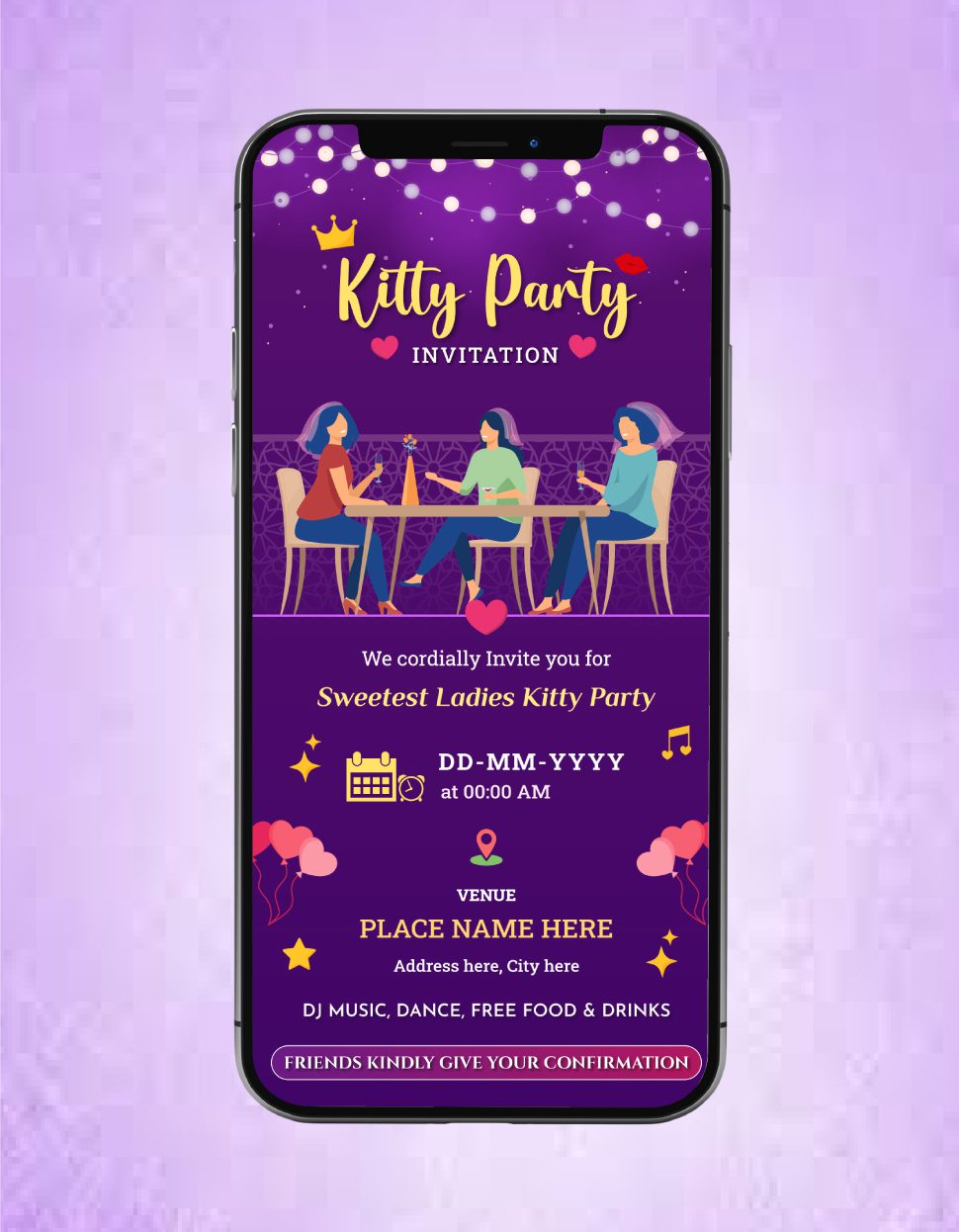 Kitty Party Invitation Card | Elegant Ladies Table Theme Digital Invit ...