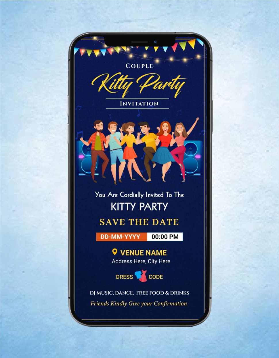 Kitty Party Invitation Card For Whatsapp | Couple Dance Theme Digital ...