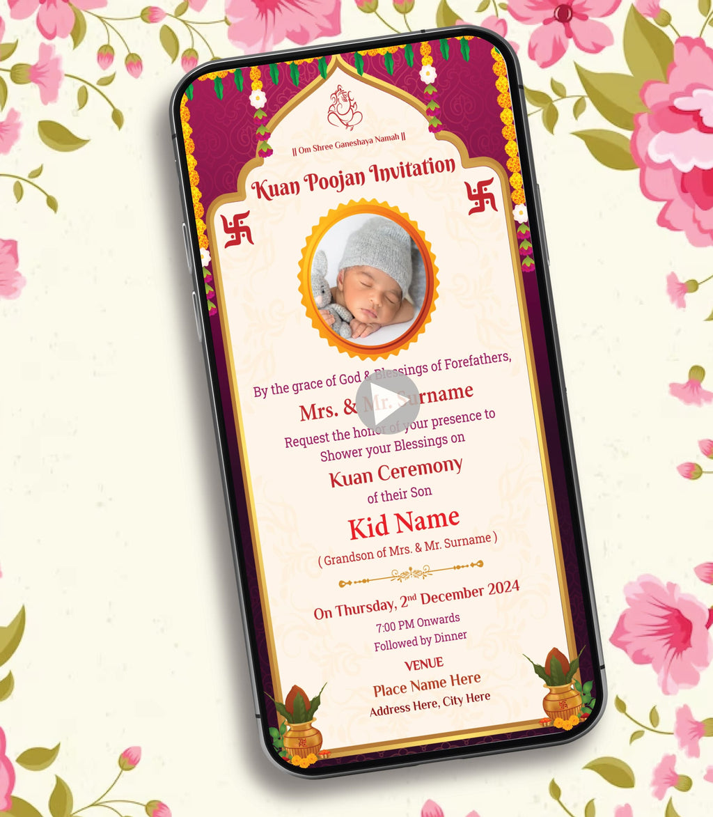 Kuan Pujan Invitation Video | Traditional Baby Celebration Theme | KP ...