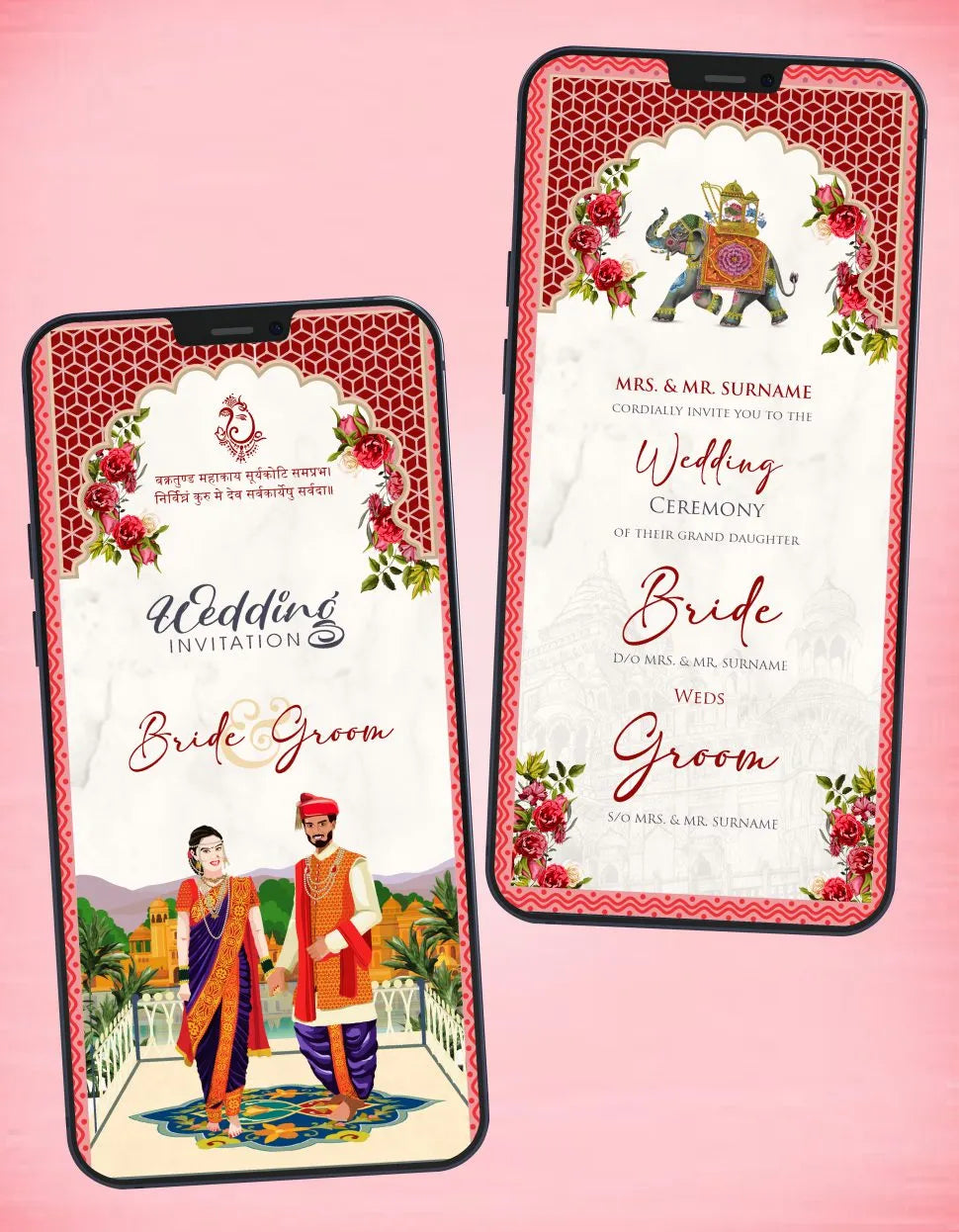 Maharashtrian Wedding Invitation | Traditional Bride & Groom E-Invite ...