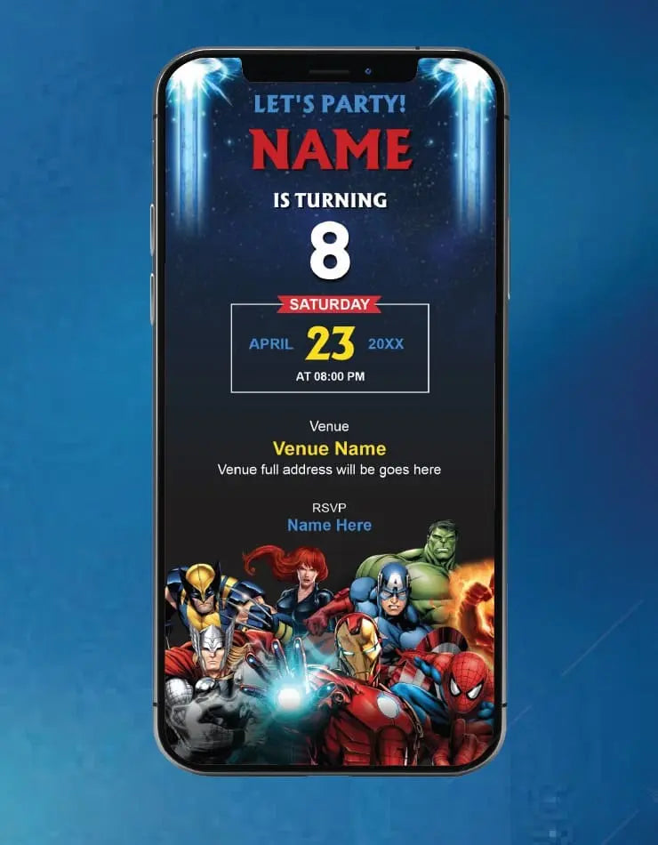 Marvel Heroes Birthday Invitation | Avengers Superhero Party E-Invite ...
