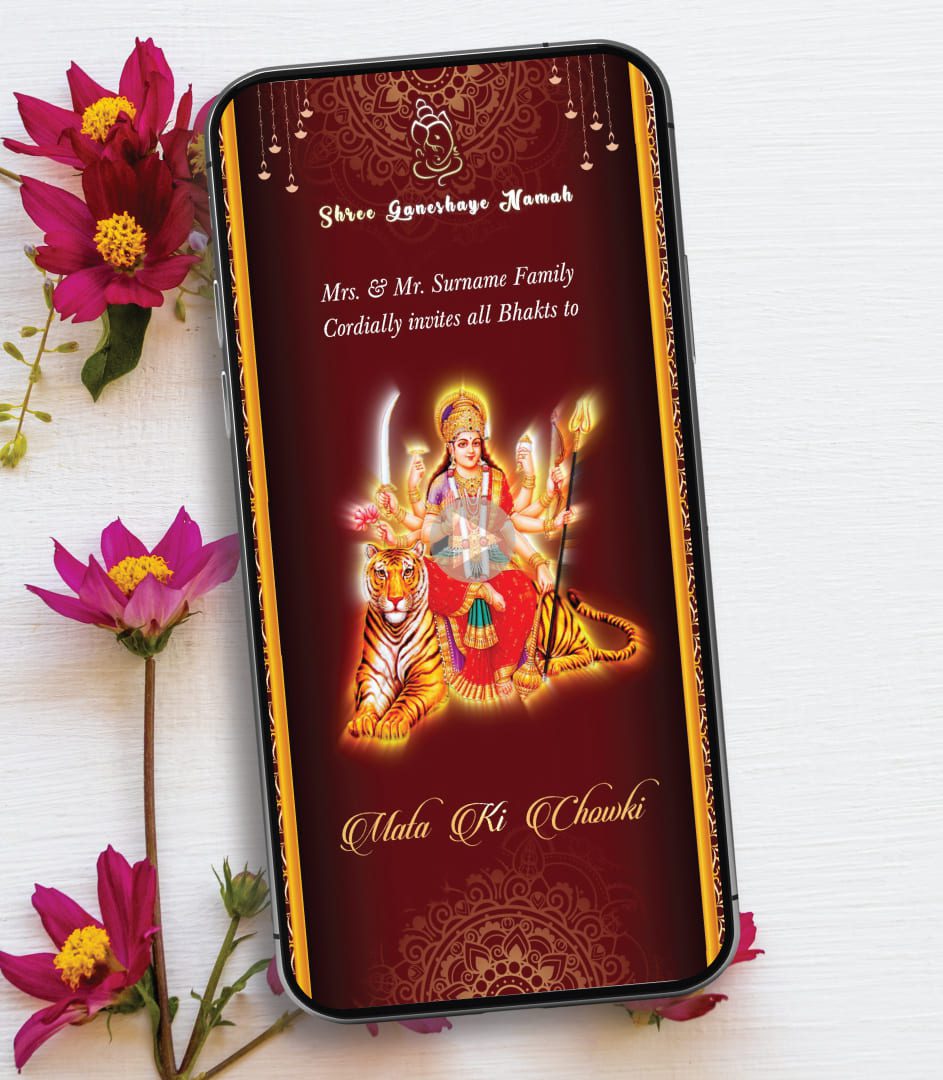 Mata Ki Chowki And Birthday Invitation Card Video | Red Royal Theme Sp ...