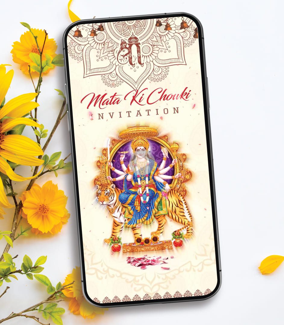 Mata Ki Chowki Invitation Video Template | Elegant Floral & Family Pho ...