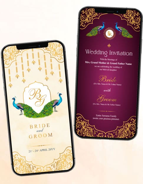Multicolor Wedding Card PDF | Royal Peacock Theme Digital Invite | IM ...