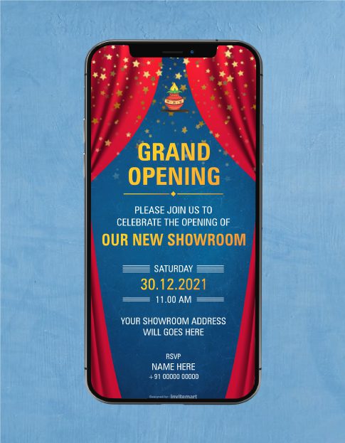 Office Inauguration Invitation Card | Grand Opening Red Curtain Theme ...