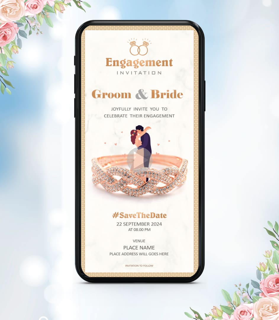 Online Engagement Invitation Video Maker | Elegant Ring Ceremony Card ...