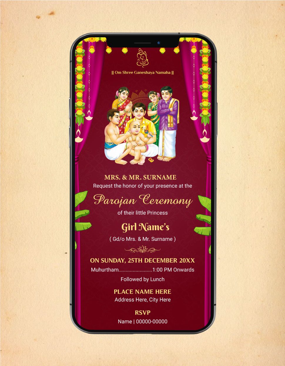 Parojan Ceremony Invitation | Traditional Indian Ritual eCard | EP-02 ...