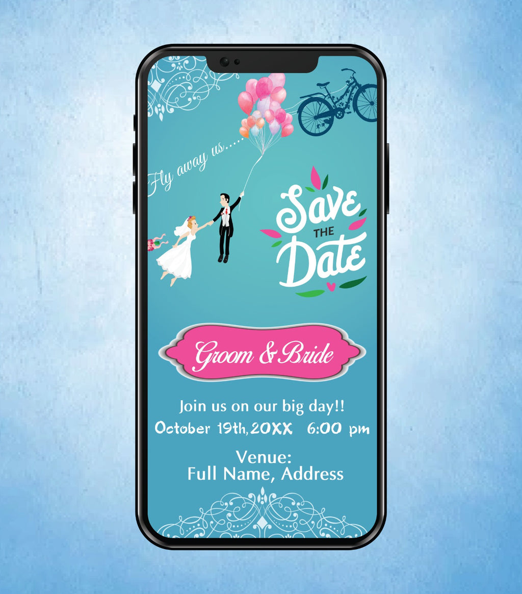 Personalised Modern Wedding Invitation eCards | Save The Date Blue The ...