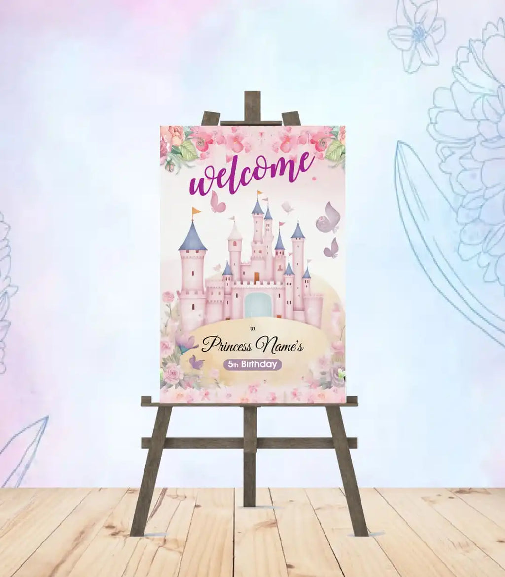 Princess Birthday Welcome Sign | Castle Theme Party Board | IM-2529 ...