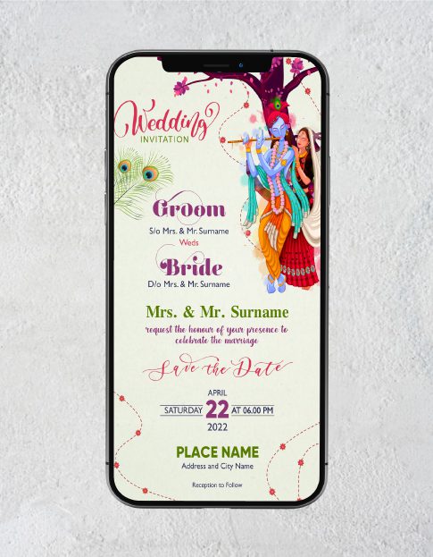 Radha Krishna Wedding Invitation | Spiritual Save The Date eCard | W-1 ...