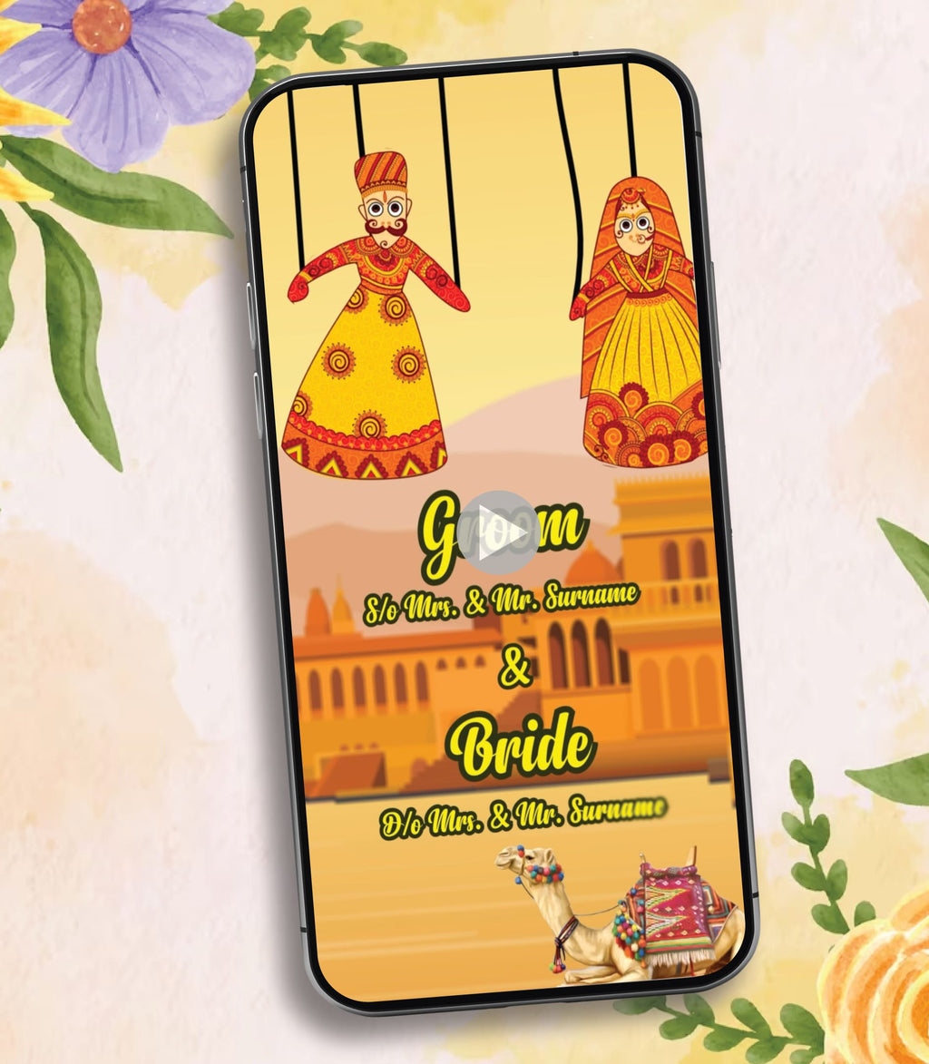 Rajasthani Marwadi Wedding Invitation Video | Royal Desert Theme Shaad ...