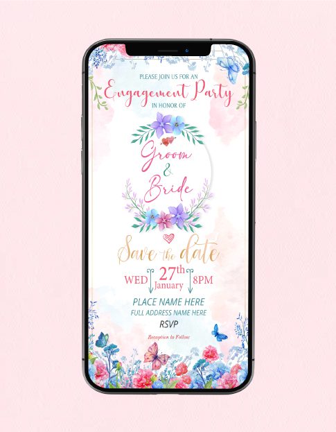 Ring Ceremony Card | Floral Pastel Engagement Invitation E-Card | R-10 ...