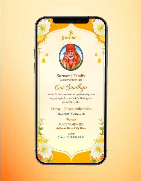 Sai Bhajan Sandhya Invitation Card | Elegant Sai Baba Spiritual Invite ...