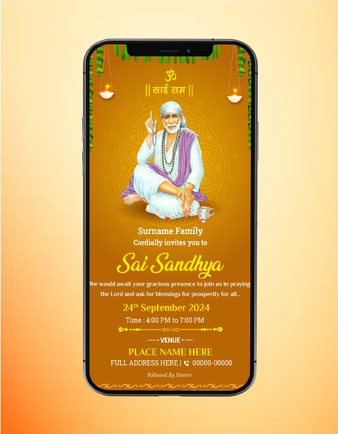 Sai Sandhya Invitation Card | Spiritual Evening E-Invite With Sai Baba ...