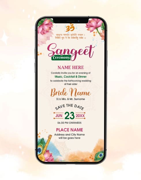 Sangeet Ceremony Invitation | Music & Cocktail Theme E-Card | IM-2311 ...