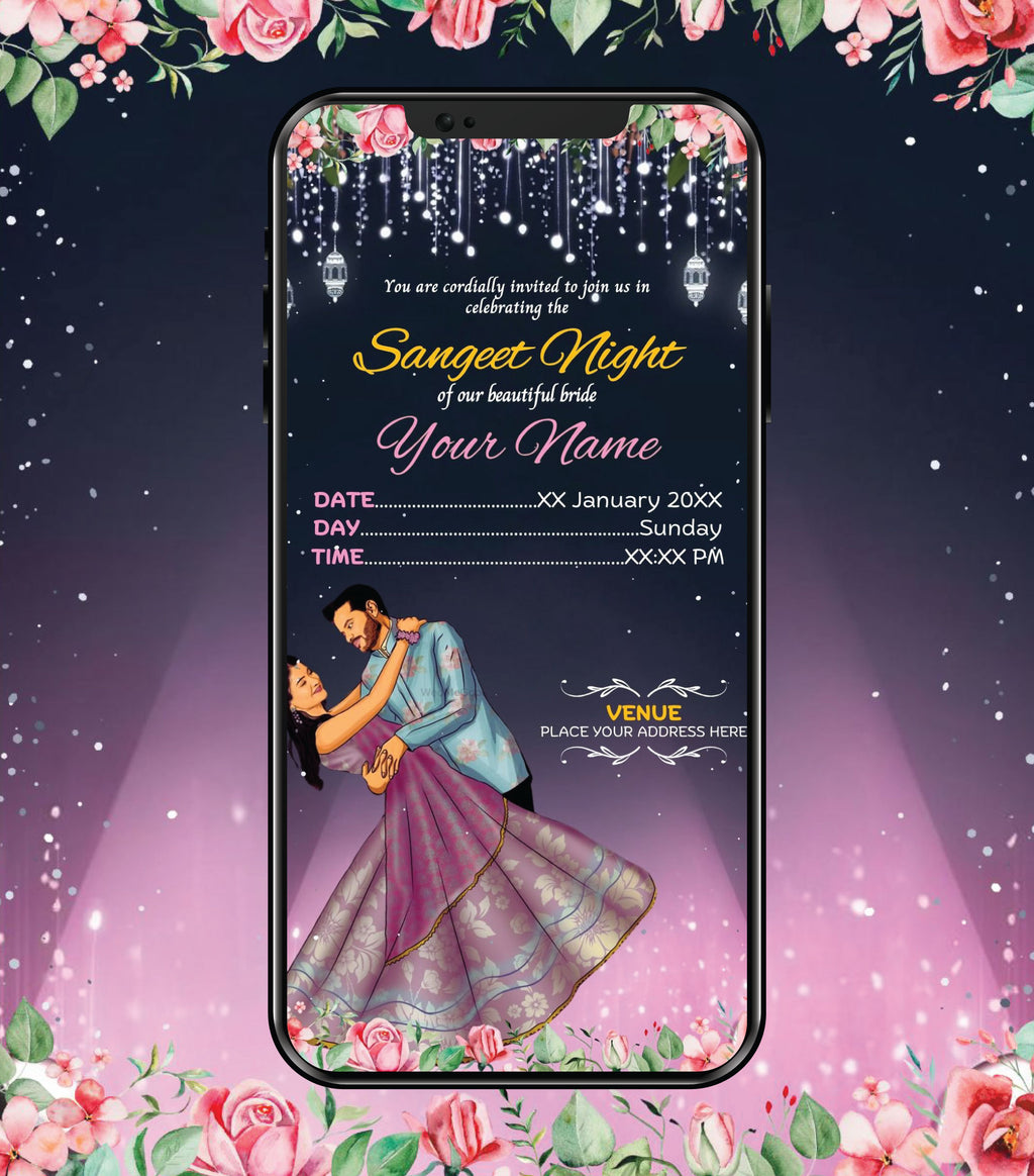 Sangeet Night Invitation Card | Romantic Dancing Couple E-Invite | IM ...
